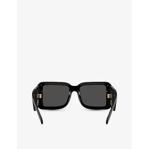 Burberry Be4406u Square Frame Acetate Sunglasses With Oversized Branding - Black