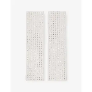 Maje Rhinestone Embellished Wool Mittens - Ecru
