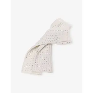 Maje Rhinestone Embellished Wool Mittens - Ecru