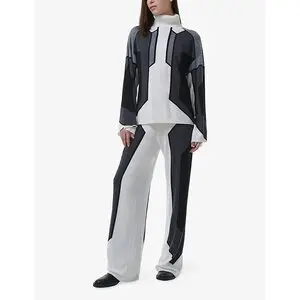 LEEM Wide-leg Intarsia-knit Wool-blend Trousers