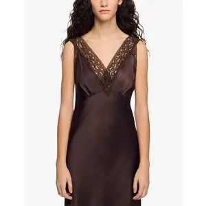 Sandro Lace-embroidered V-neck Maxi Dress