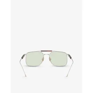 Brunello Cucinelli Square-frame Titanium Sunglasses - Silver