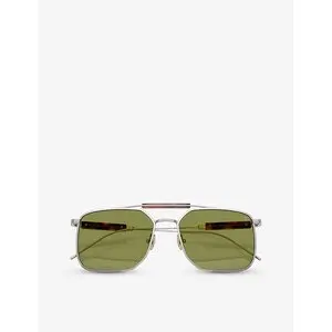Brunello Cucinelli Square-frame Titanium Sunglasses - Silver