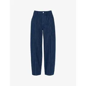 Whistles Pinstriped Barrel-leg High-rise Jeans - Blue