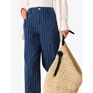 Whistles Pinstriped Barrel-leg High-rise Jeans