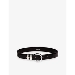 Sandro Embellished Leather Belt - Black