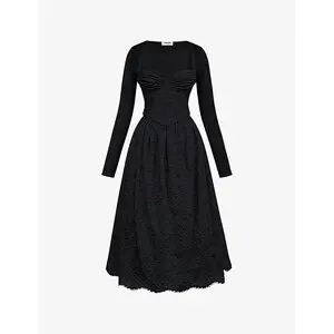 House Of Cb Duchess Corset Lace Midi Dress - Black