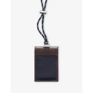 Prada Speedrock Re-nylon And Leather Card Holder With Strap - Blue