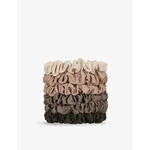 KITSCH Satin Hair Scrunchies, Pack Of Six - Eucalyptus