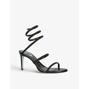 Rene Caovilla Cleo Crystal Embellished Leather Heeled Sandals