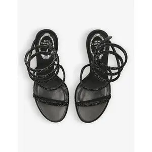 Rene Caovilla Cleo Crystal Embellished Leather Heeled Sandals