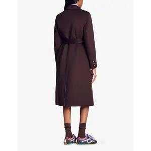 Sandro Double-breasted Tie-belt Wool-blend Coat