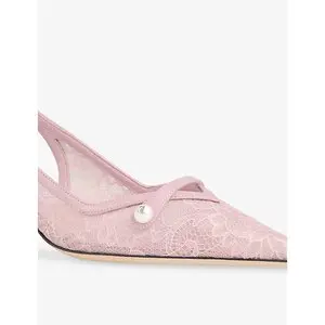 JIMMY CHOO Amita 45 Lace Slingback Pumps - Rose/rose