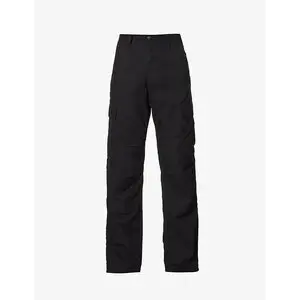 Carhartt Work In Progress Logo-patch Straight-leg Cotton Cargo Trousers - Black