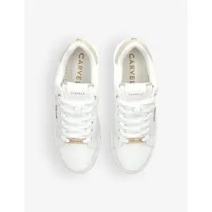 Carvela Daze Low-top Faux-leather Trainers With Gold-tone Hardware