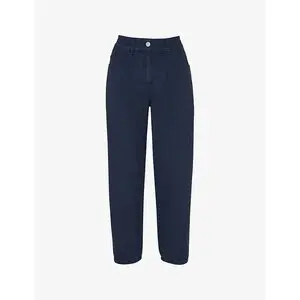 Whistles Tessa Cropped Cotton Trousers - Navy