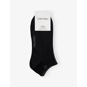 Calvin Klein Stretch-cotton Trainer Socks Pack Of Three - Black