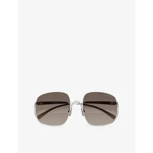 Miu Miu Mu A57s Square-frame Metal Sunglasses - Silver