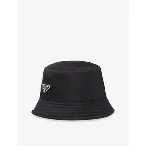 Prada Nylon Bucket Hat With Logo Plaque - Black