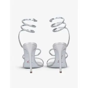 Rene Caovilla Cleo Crystal-embellished Leather Heeled Sandals - Silver