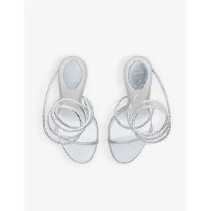 Rene Caovilla Cleo Crystal-embellished Leather Heeled Sandals - Silver