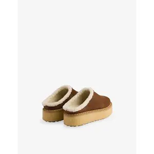 Prada Logo Plaque Suede Slippers - Brown