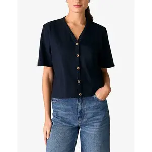 Whistles Ella Cotton-jersey T-shirt - Navy