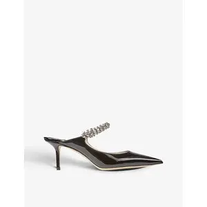 JIMMY CHOO Bing 65 Crystal-embellished Patent Leather Heeled Mules