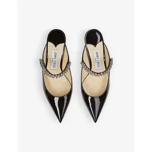 JIMMY CHOO Bing 65 Crystal-embellished Patent Leather Heeled Mules