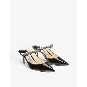 JIMMY CHOO Bing 65 Crystal-embellished Patent Leather Heeled Mules