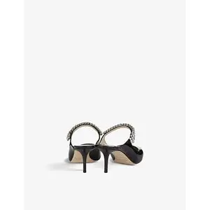 JIMMY CHOO Bing 65 Crystal-embellished Patent Leather Heeled Mules