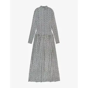 RO&ZO Houndstooth Stretch-jersey Midi Dress - Grey