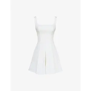 House Of Cb Amelie Square-neck Stretch-crepe Mini Dress - Vintage Ivory