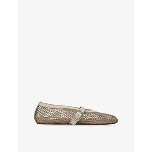 Alaïa Alaia Ballerina Mesh And Suede Ballet Flats With Ankle Buckle Beige Oth