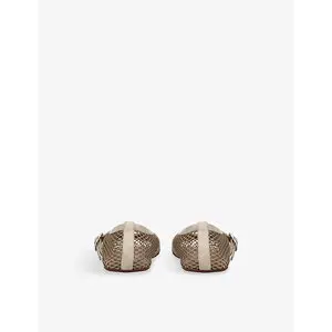 Alaïa Ballerina Mesh And Suede Ballet Flats With Ankle Buckle - Beige Oth