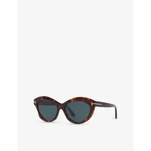TOM FORD Oval-frame Tortoiseshell Acetate Sunglasses - Red