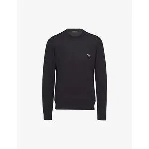 Prada Superfine Wool Crewneck Sweatshirt - Black
