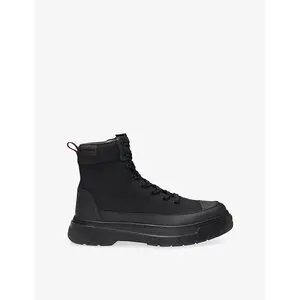 Hugo Boss Woven Ankle Boots With Chunky Sole - Black