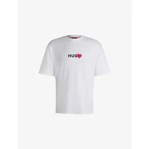 Hugo Branded-print Relaxed-fit Cotton-jersey T-shirt - White