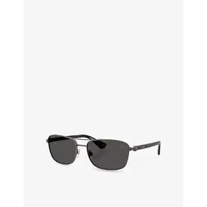 Burberry Be3163 Rectangle-frame Metal Sunglasses - Grey