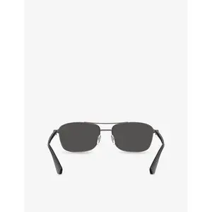 Burberry Be3163 Rectangle-frame Metal Sunglasses - Grey