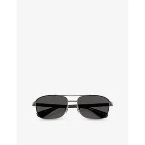 Burberry Be3163 Rectangle-frame Metal Sunglasses - Grey