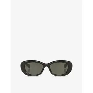 Gucci Round Frame Acetate Sunglasses With Gold Tone Detailing - Black