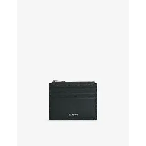 Sandro Branded Leather Card Holder - Black