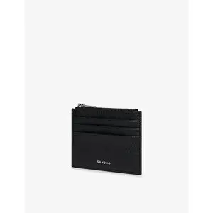 Sandro Branded Reconstituted Leather Card Holder