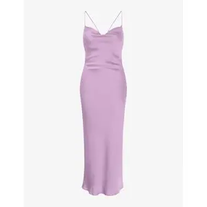 OMNES Riviera Cowl-neck Woven Midi Dress - Violet