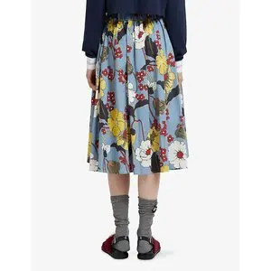 Marni Melodia Floral-pattern Cotton-poplin Midi Skirt - Mfb31