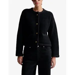MALINA Carly Round-neck Button-down Wool-blend Cardigan