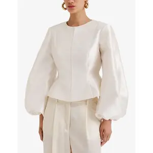 MALINA Vendela Balloon-sleeve Satin Blouse