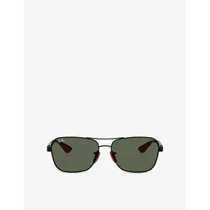 Ray-ban Rb8336m Scuderia Ferrari Square-frame Metal Sunglasses - Black